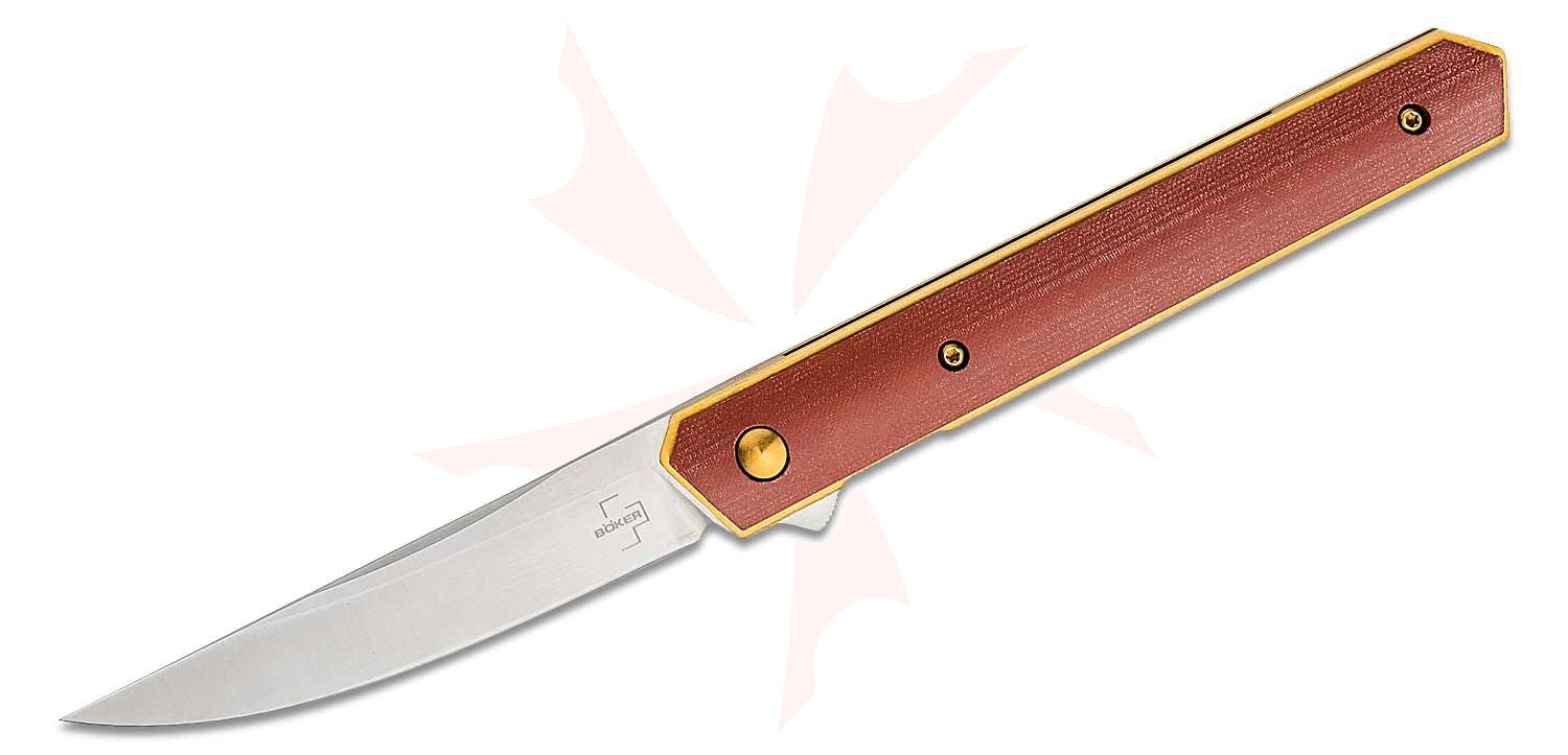 Boker Plus Burnley Kwaiken Air Flipper Knife 3.5" CPM-S35VN Satin Blade, Red Micarta Handles ...