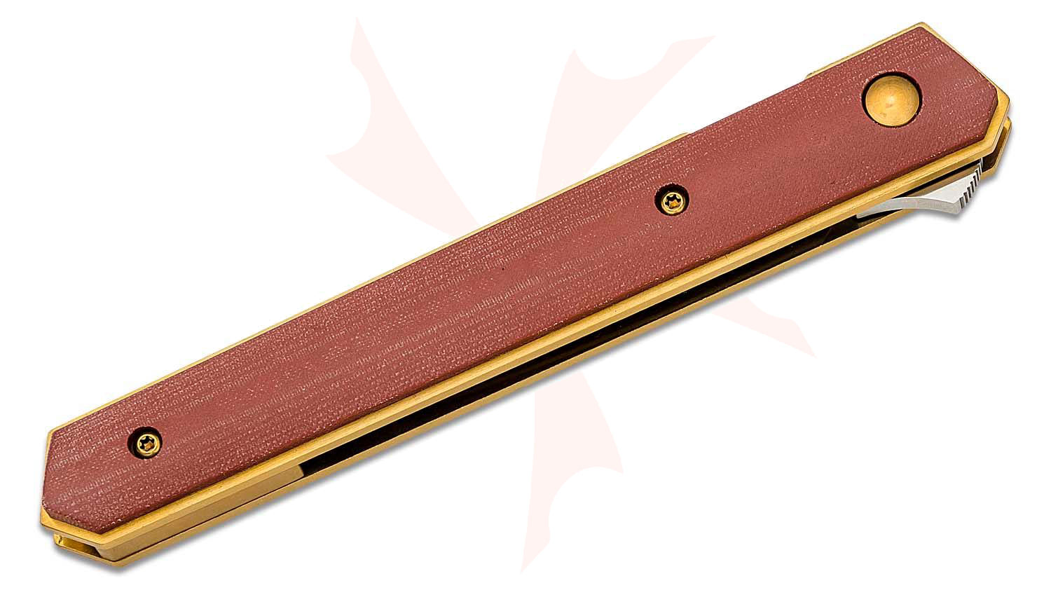 Boker Plus Burnley Kwaiken Air Flipper Knife 3.5" CPM-S35VN Satin Blade, Red Micarta Handles ...