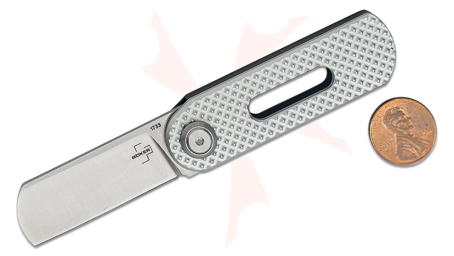 Boker Plus Darriel Caston Ovalmoon Swivel Folding Knife 1.85" D2 Satin Sheepsfoot Blade, Silver ...