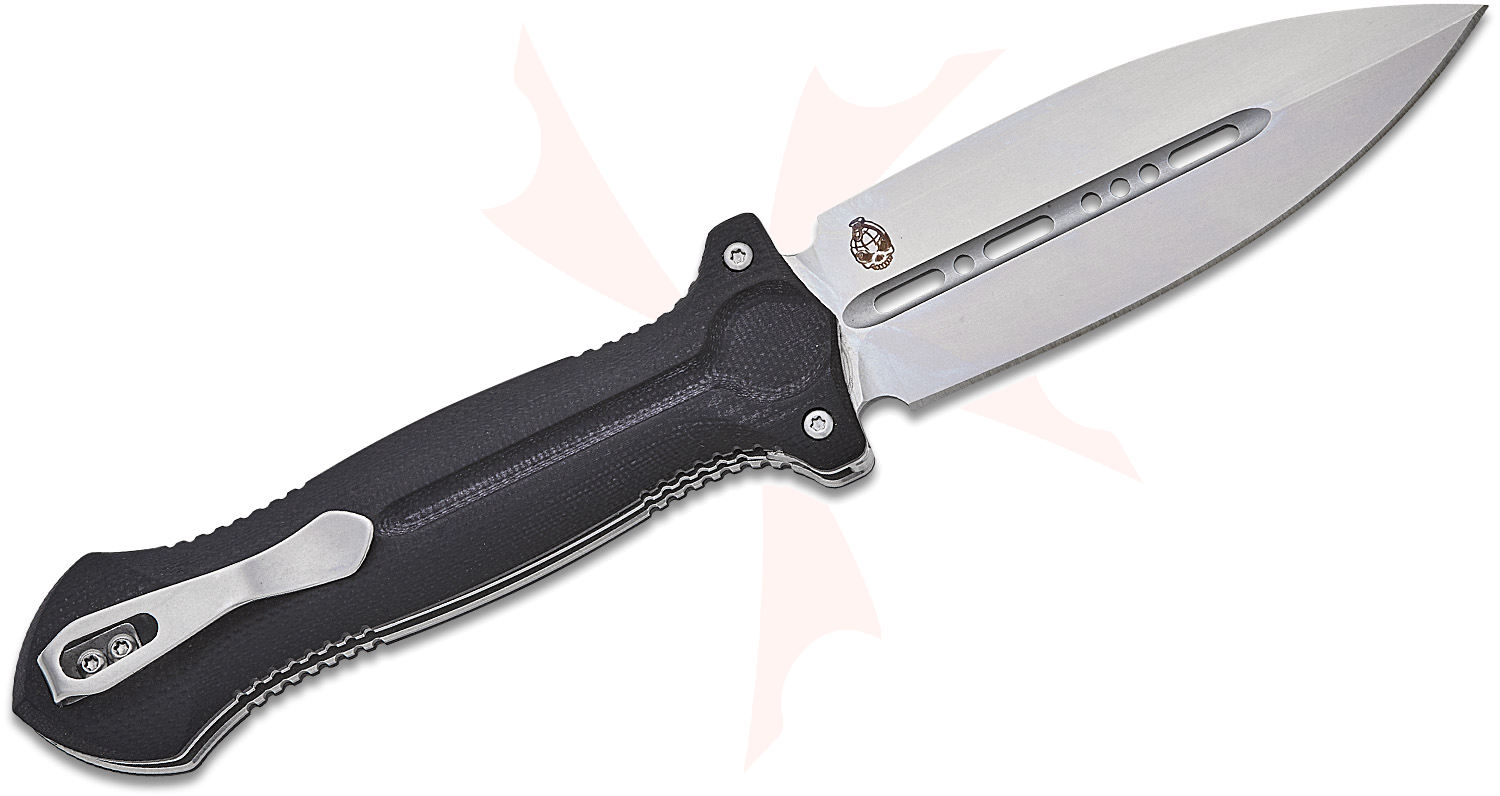 Boker Plus Cheus Flipper Knife 3.54" VG10 Single-Edge Dagger Blade, Black G10 Handles ...