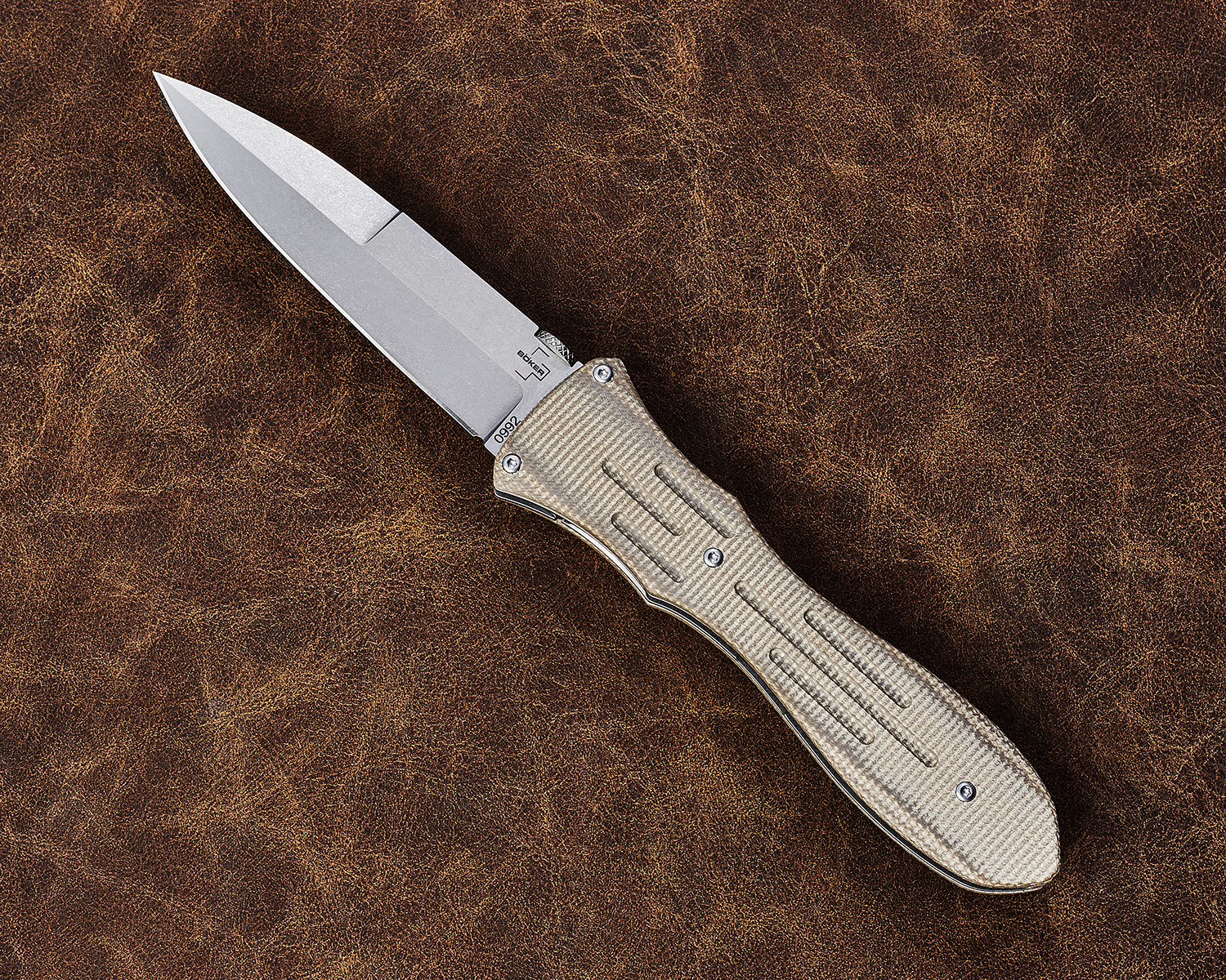 Boker Plus Chuck Gedraitis Atropos Folding Knife 4.13" VG-10 Stonewashed Spear Point Blade, Tan ...