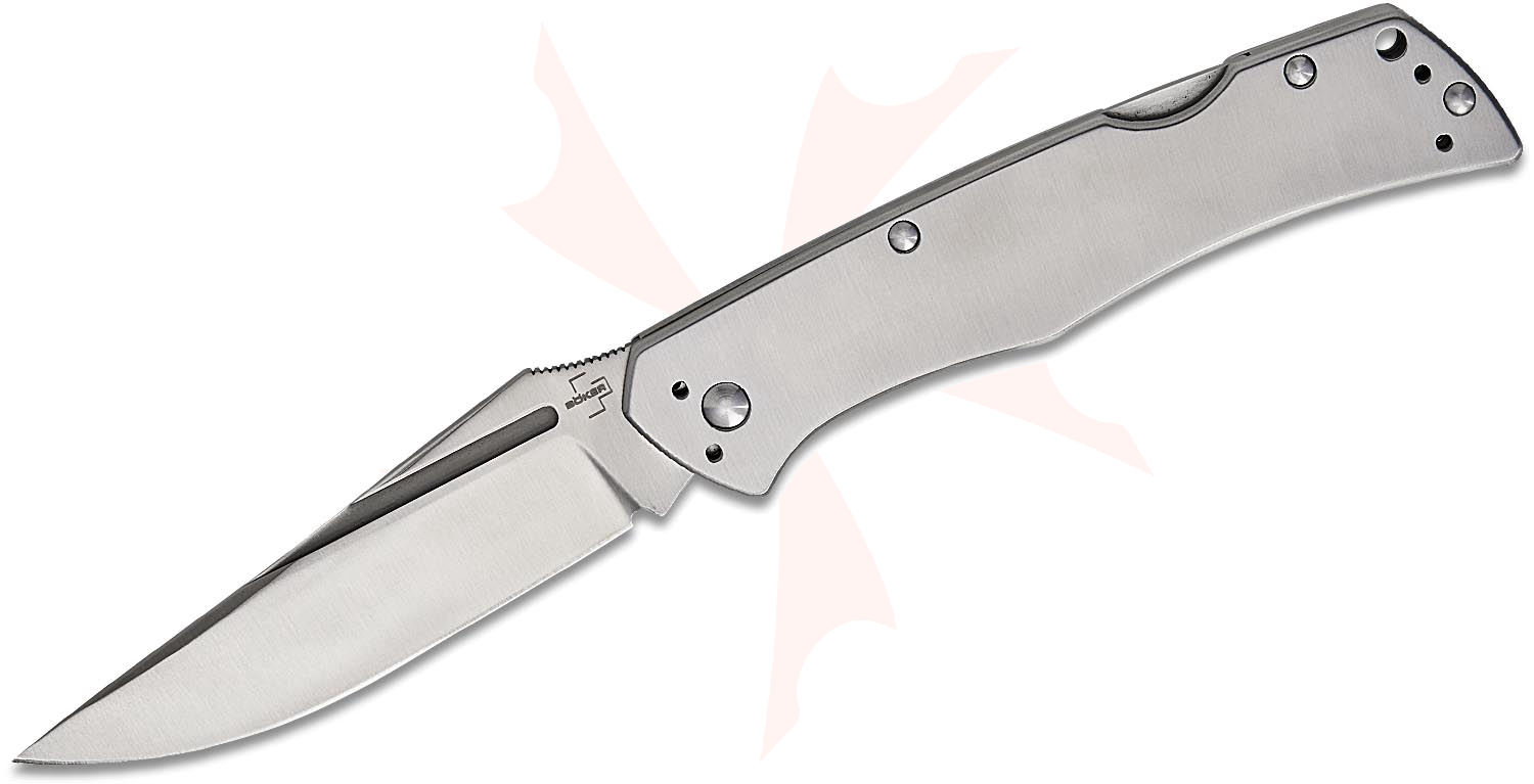 Boker Plus MEK Lockback Folding Knife 4.21" Nitro-V Satin Clip Point ...