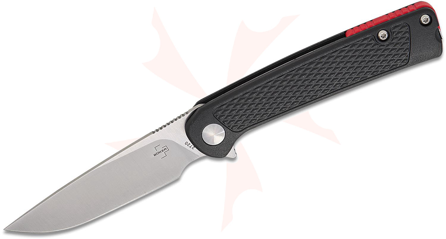 Boker Plus Fire Ant Flipper Knife 2.85" Satin Drop Point Blade, Black Polypropylene Handles ...