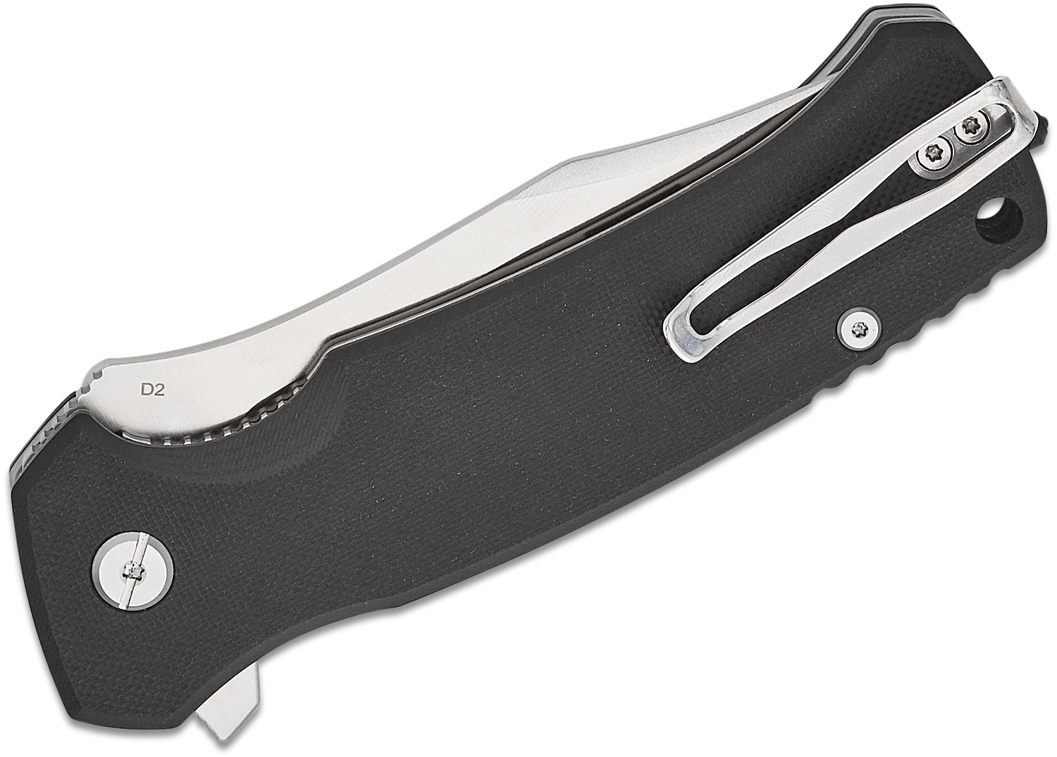 Boker Plus M.E.R.K. 1 Liner Lock Flipper Knife 3.66" D2 Satin Clip Point Blade, Black G10 ...