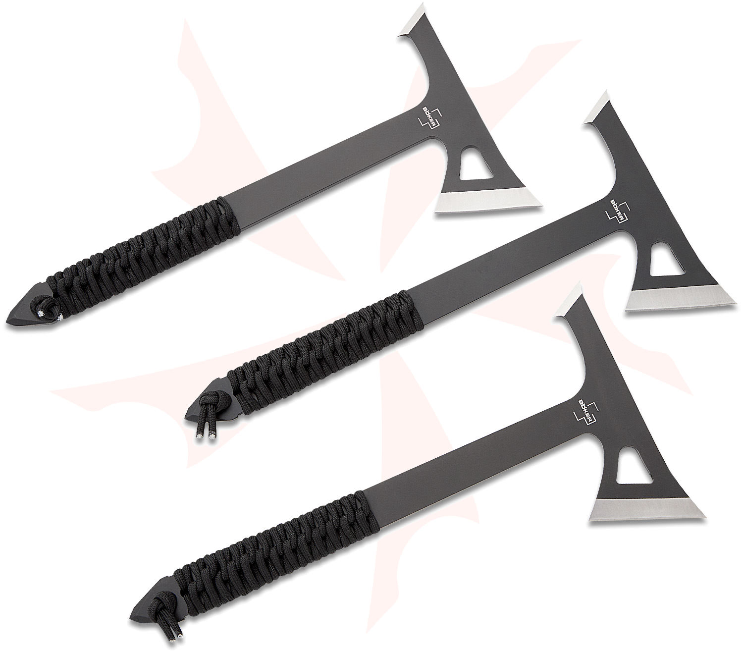 Boker Plus Set of 3 Mohican Throwing Tomahawks 10.94" Overall, Black ...