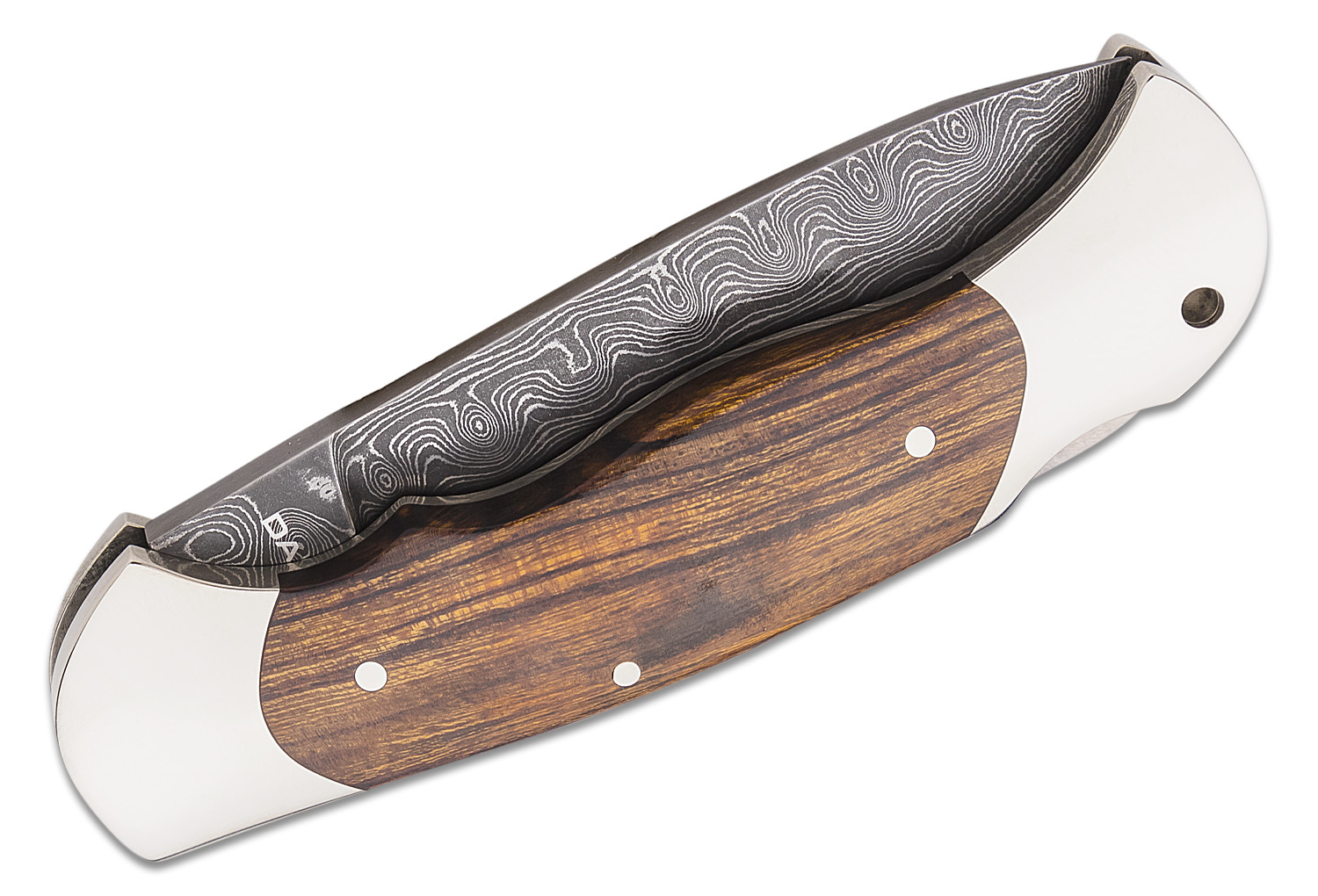 Boker Optima Folding Hunting Knife 3.66" Nichols Coilbelt Damascus Drop ...