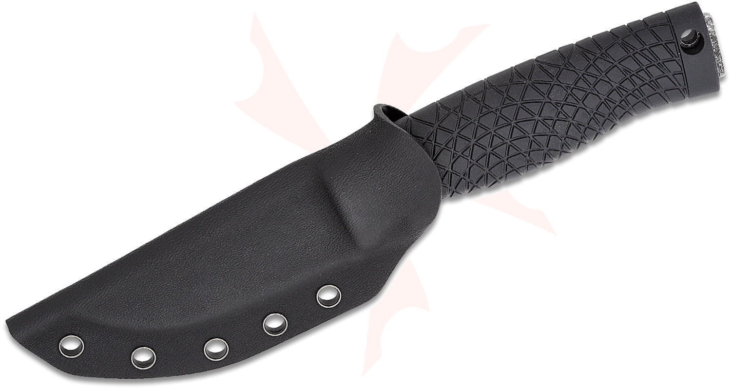 Boker Bronco Mini Fixed Blade Knife 3.5" 80CrV2 Black Stonewashed Drop Point, Black TPE Handles ...