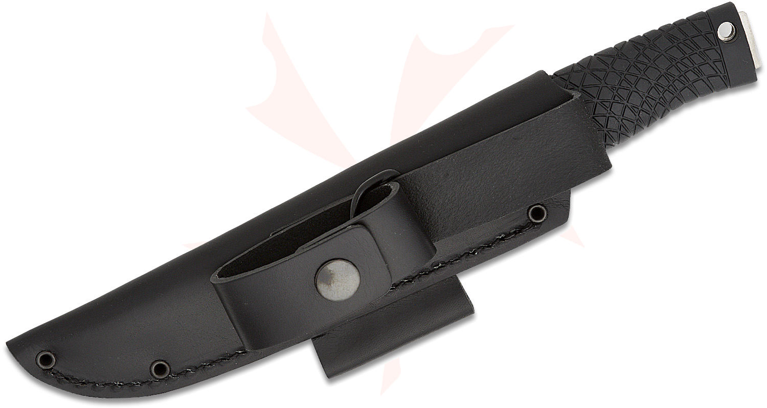 Boker Bronco Basic Fixed Blade Knife 4.45" CPM-3V Stonewashed Drop Point, Black TPE Handles ...