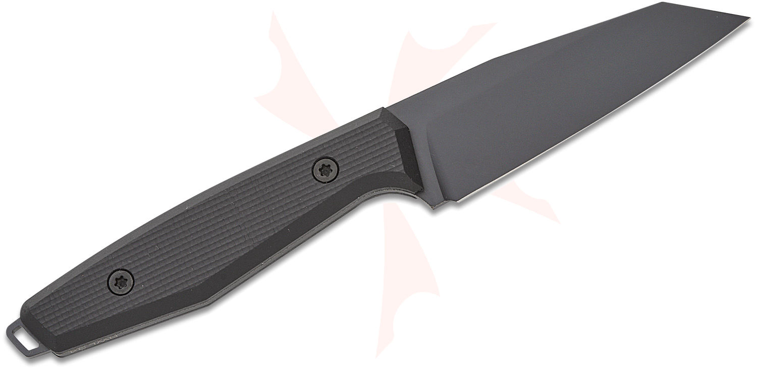 Boker Daily Knives AK1 Fixed Blade Knife 3.11" RWL-34 Black PVD Reverse Tanto Blade, Black G10 ...
