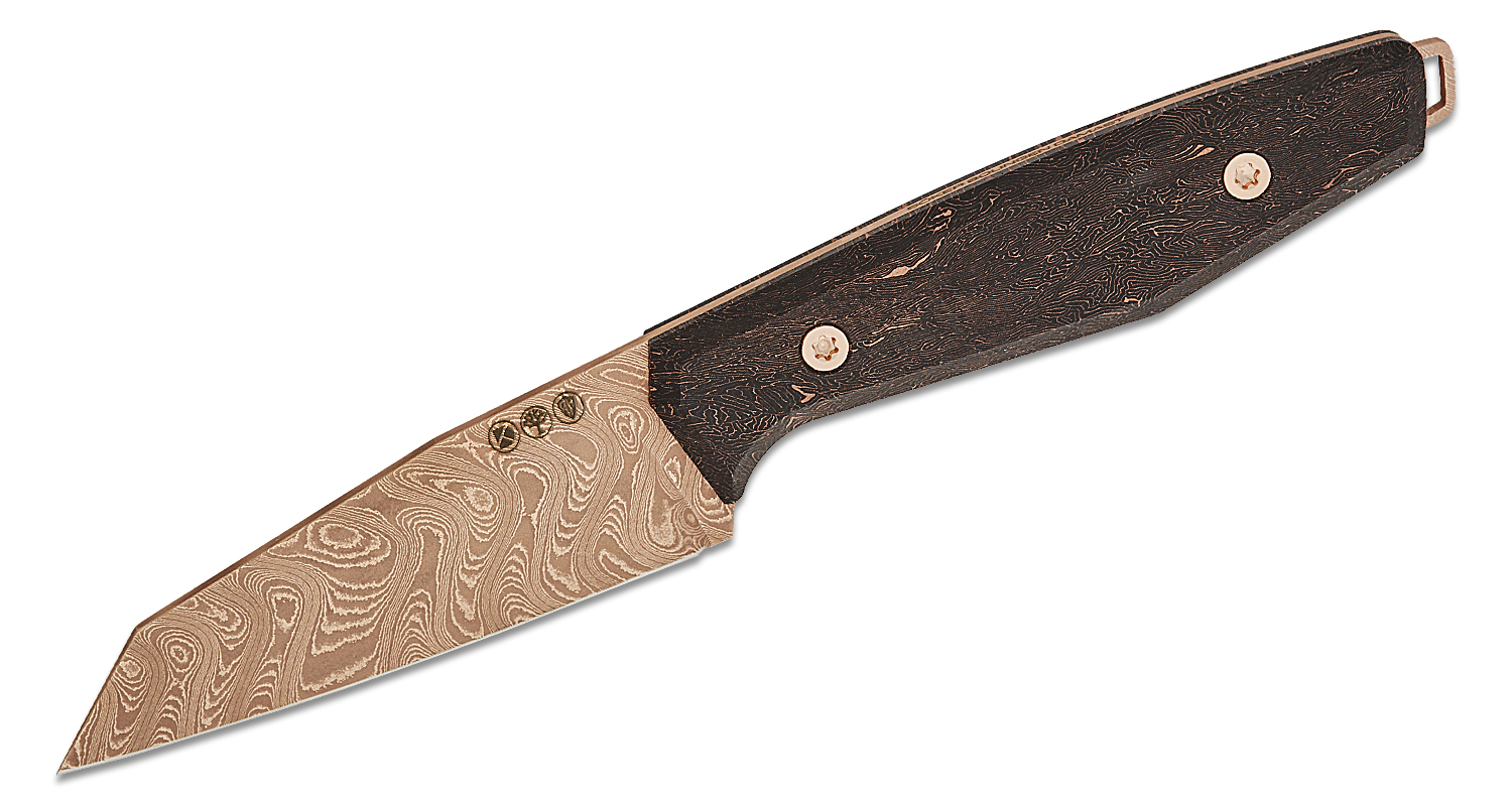 Boker Daily Knives AK1 Fixed Blade Knife 3.11" Rose Gold Nichols Boomerang Damascus Reverse ...