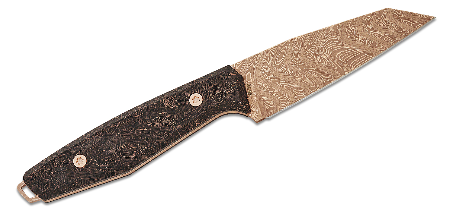 Boker Daily Knives AK1 Fixed Blade Knife 3.11" Rose Gold Nichols Boomerang Damascus Reverse ...