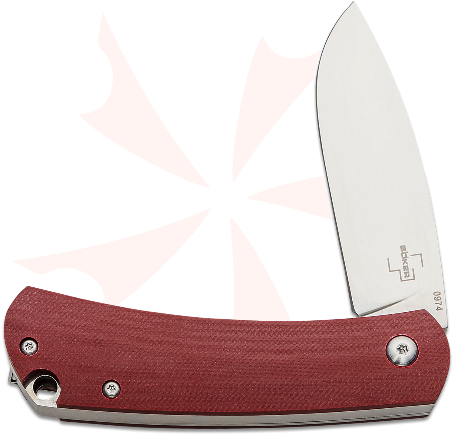 Boker Plus Boston Slipjoint Folding Knife 2.8" D2 Satin Drop Point Blade, Wine-Red G10 Handles ...