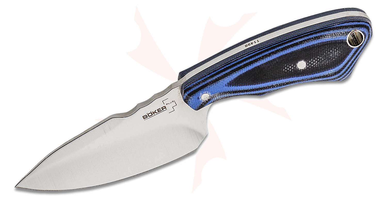 Boker Plus Rambler Fixed 2-3/4" Blade, Black and Blue G10 Handles ...