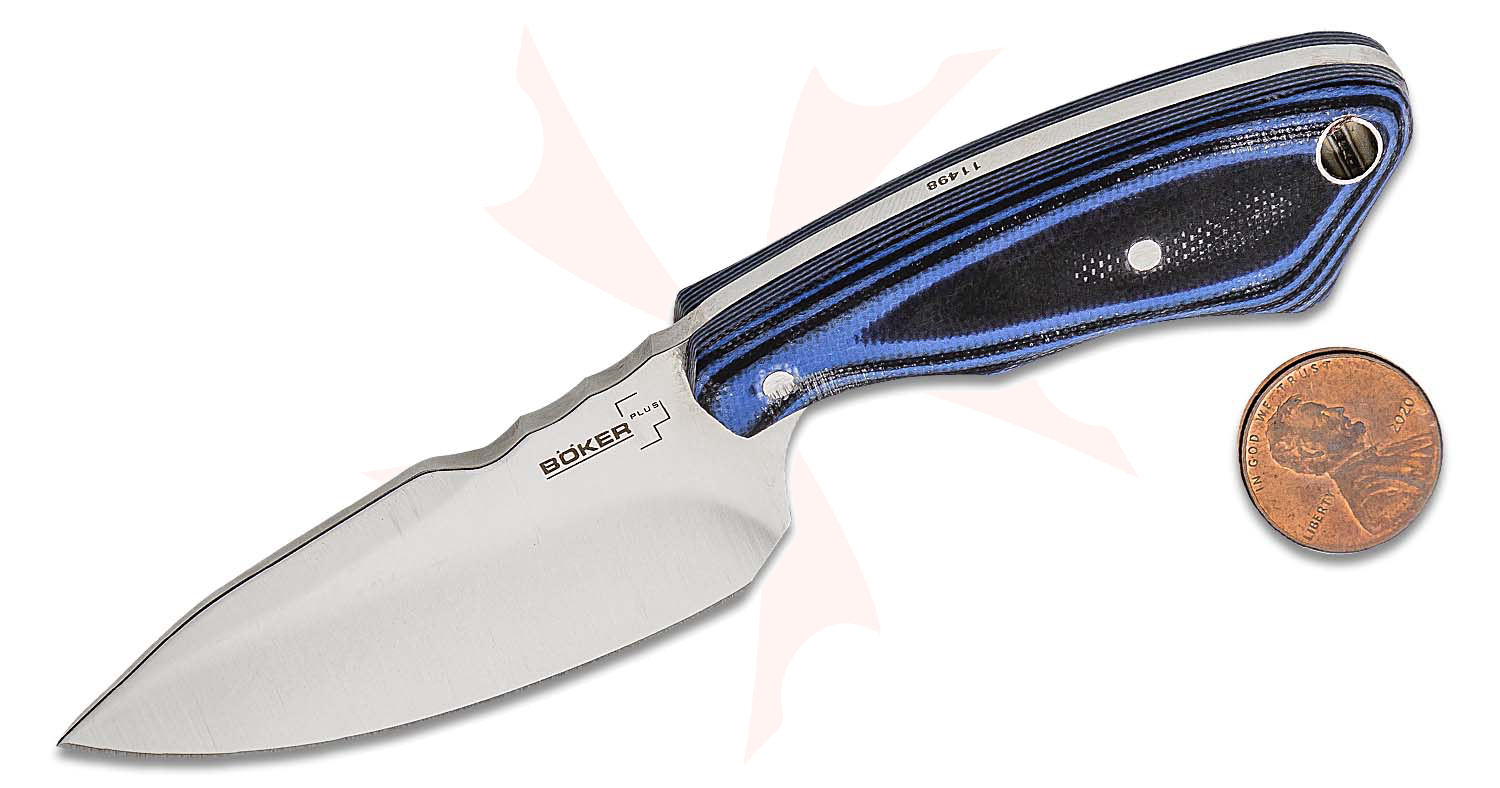 Boker Plus Rambler Fixed 2-3/4" Blade, Black and Blue G10 Handles ...