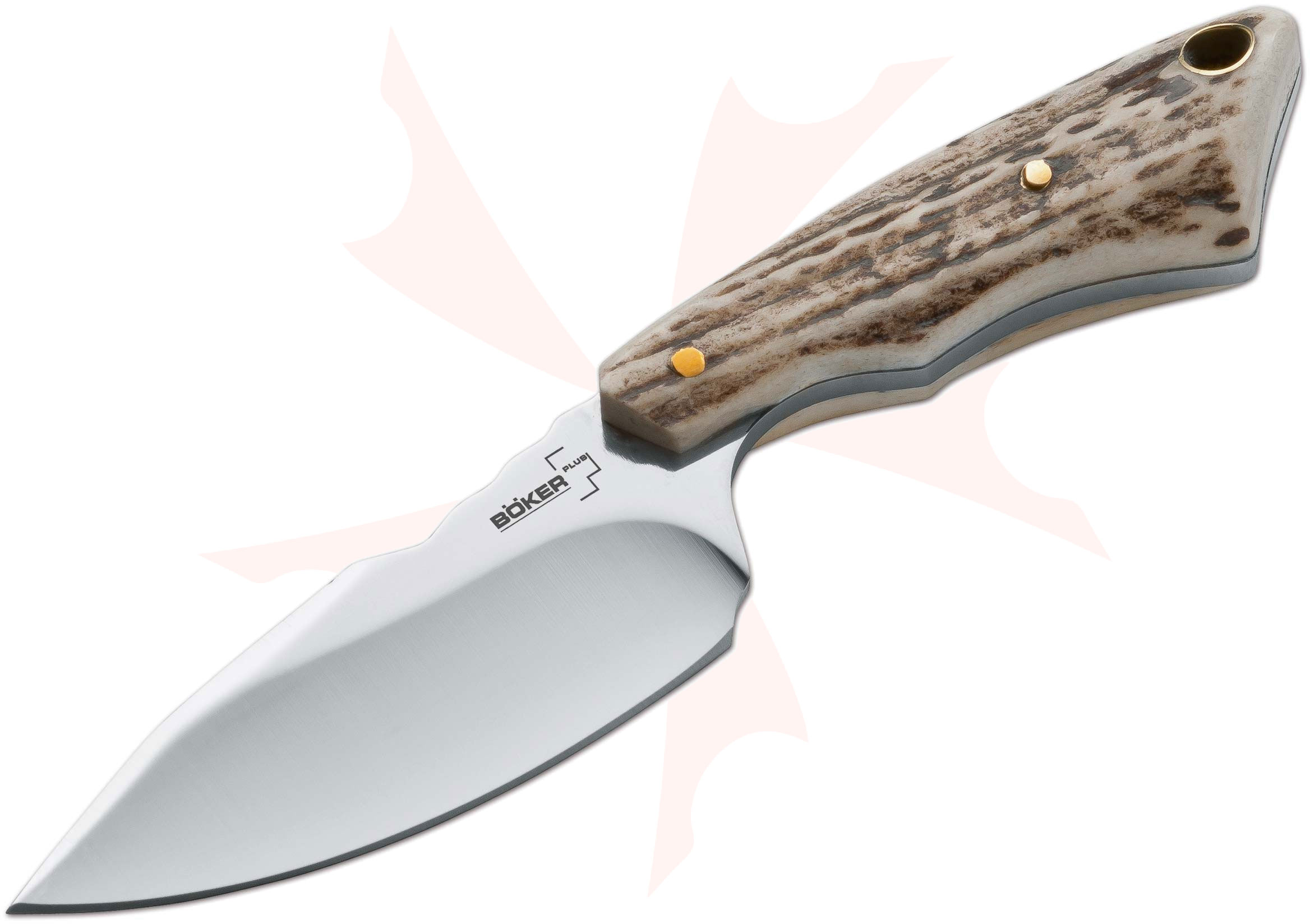 Boker Plus Rambler Fixed 2-3/4" Blade, Genuine Stag Handles, Leather ...