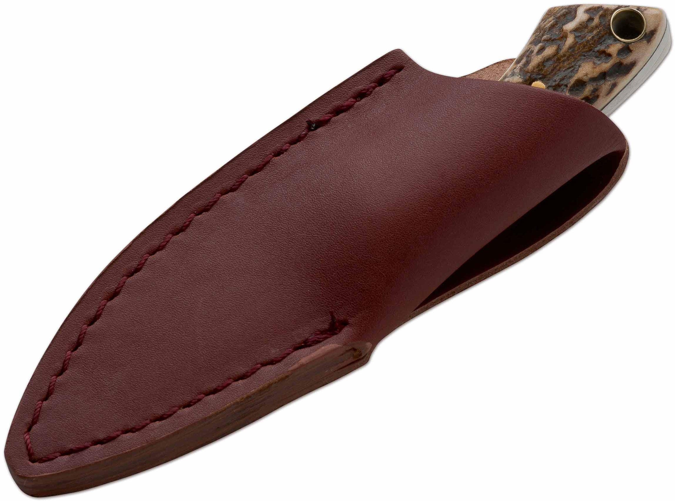 Boker Plus Rambler Fixed 2-3/4" Blade, Genuine Stag Handles, Leather ...