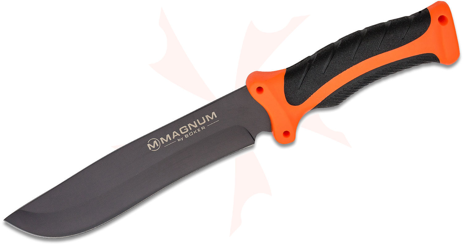 Boker Magnum FFB Fixed Blade Knife 6.57" 440A Black Recurve, Orange ...