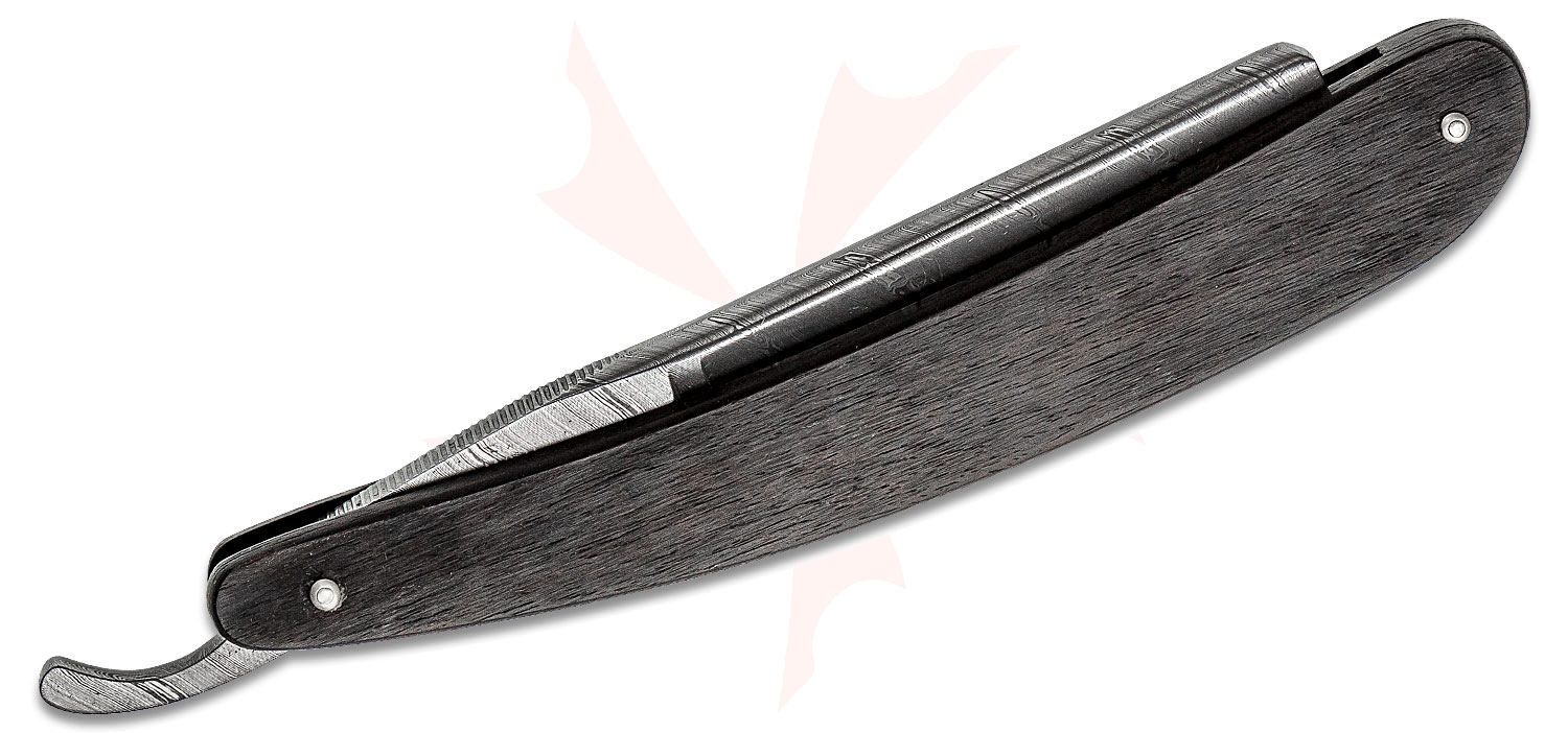 Boker Damascus Ebony Straight Razor 6/8" Blade, Ebony Wood Handles ...