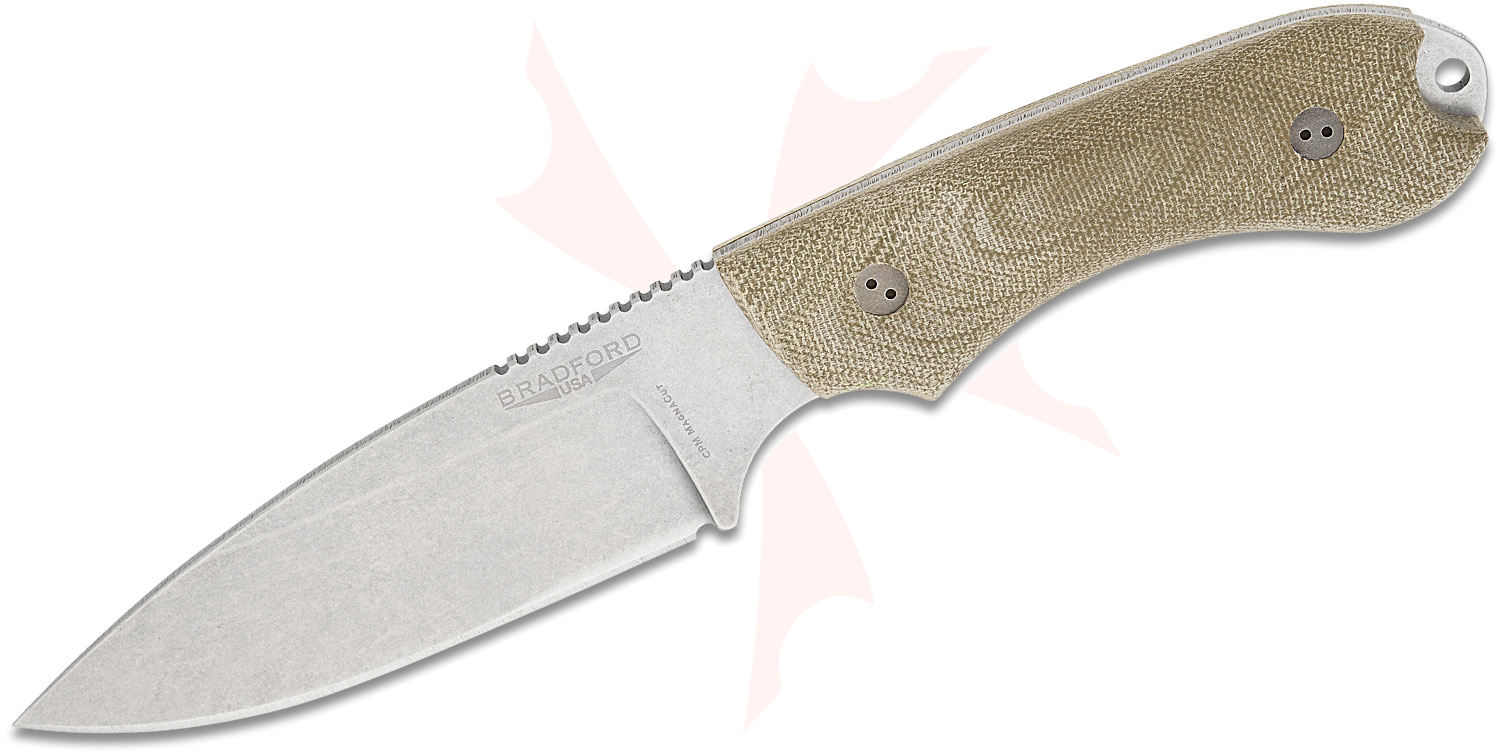 Bradford Knives Guardian4.2 Fixed Blade Knife 4.625" CPM-MagnaCut Stonewashed Saber Drop Point ...