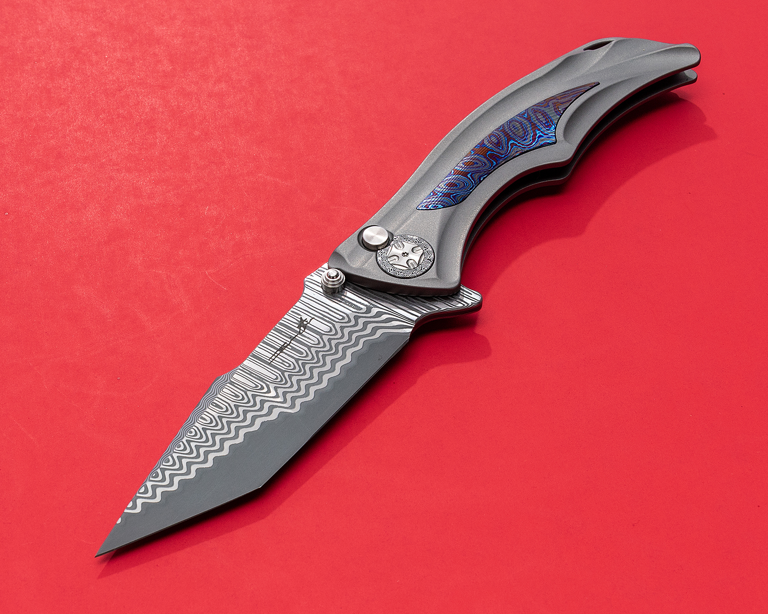 Brian Tighe Custom Tighe Down Integral Flipper Knife 4" Hugin Damacore ...