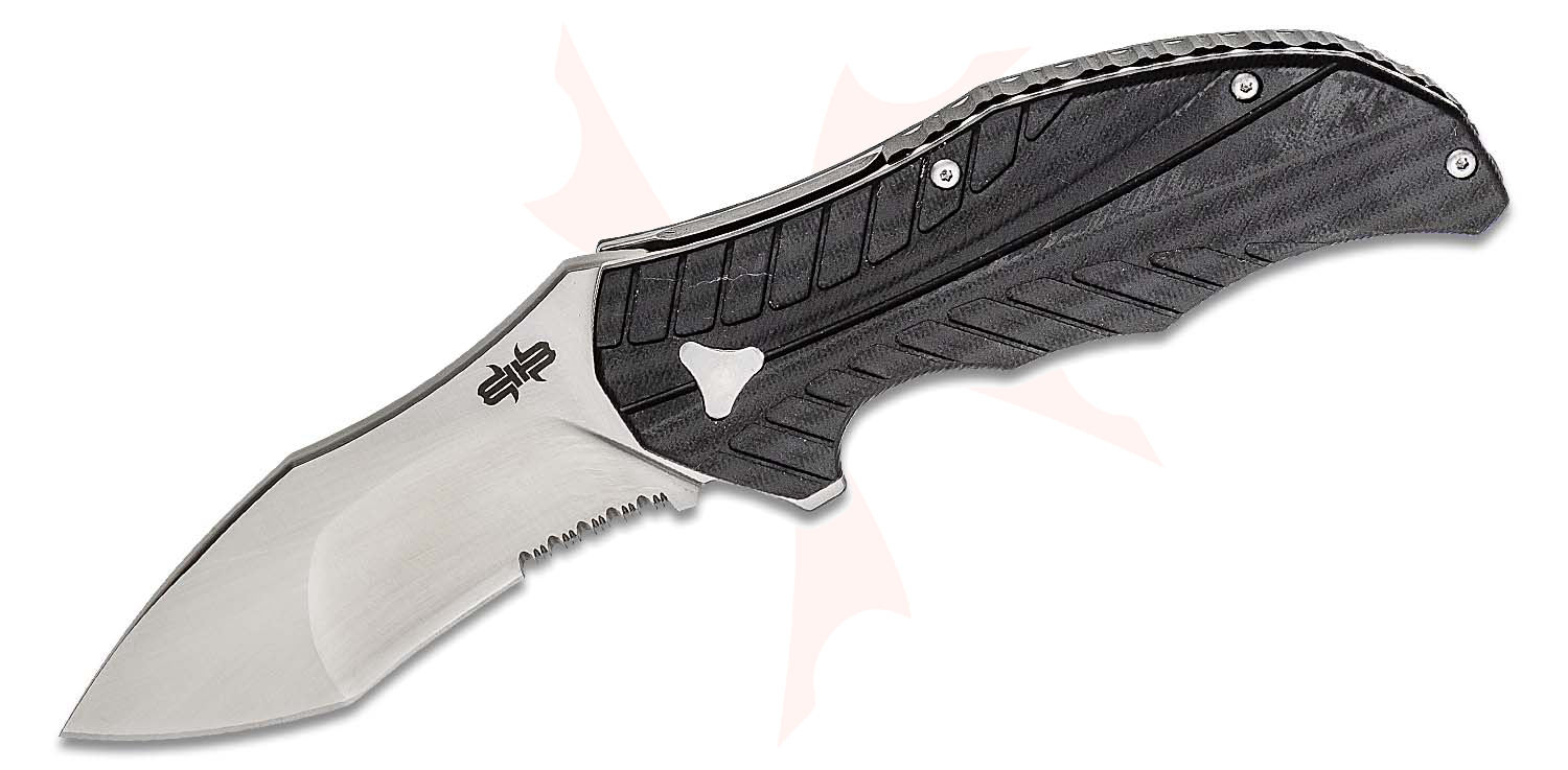 Brous Blades Limited Edition Serrated R Flipper Knife 3.58" D2 Satin ...