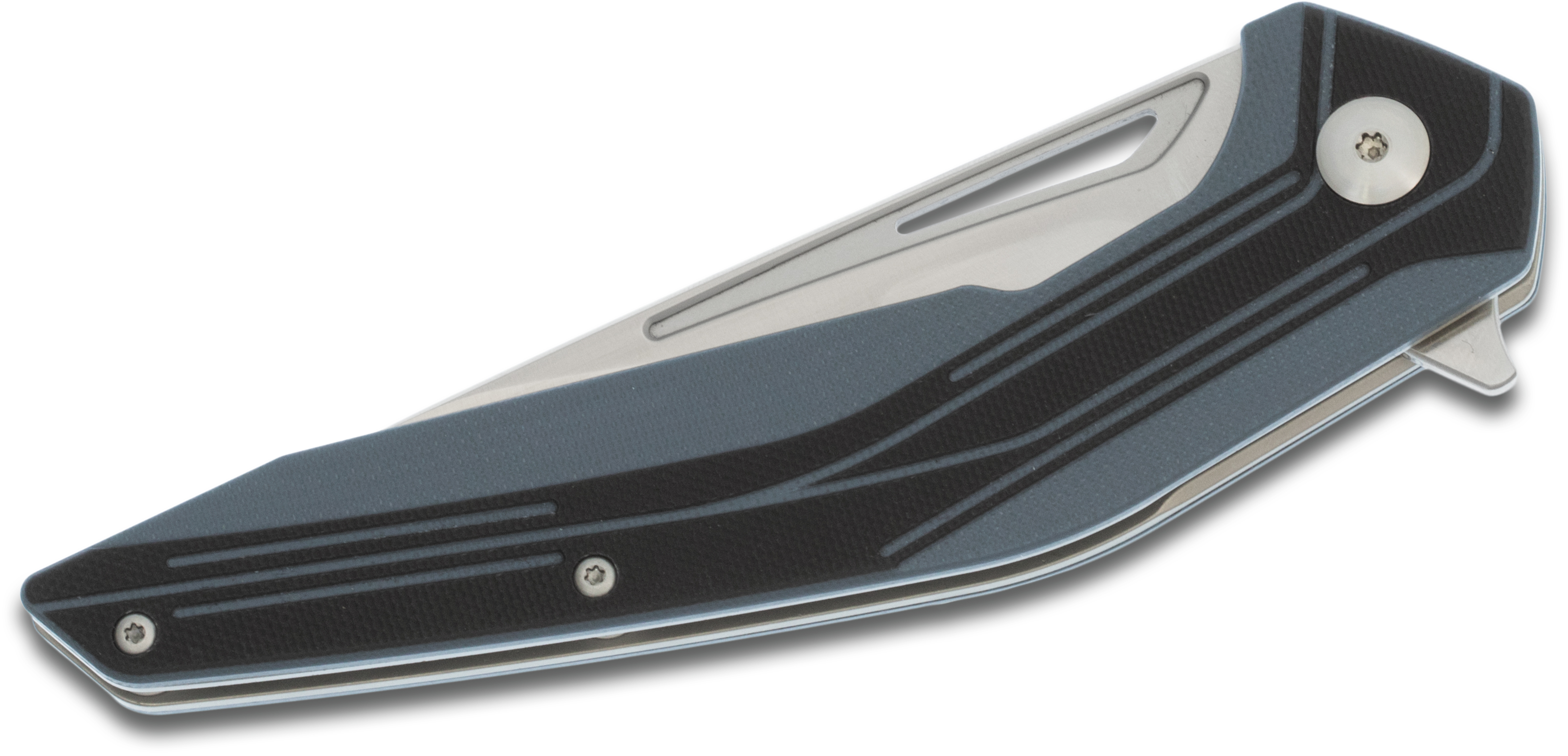 Brous Blades Hardwire Flipper 4.25" D2 Satin Blade, Blue/Black G10 ...