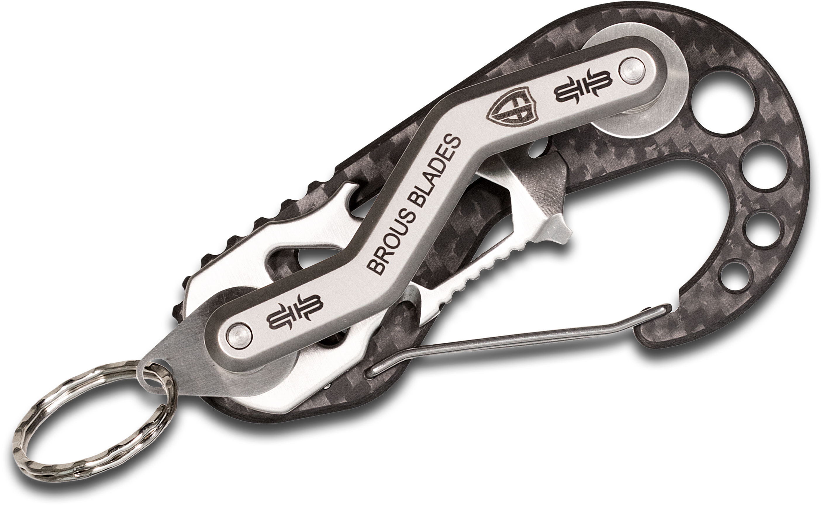 Brous Blades KeyBiner Carabiner Key Holder Multi-Tool, Carbon Fiber ...