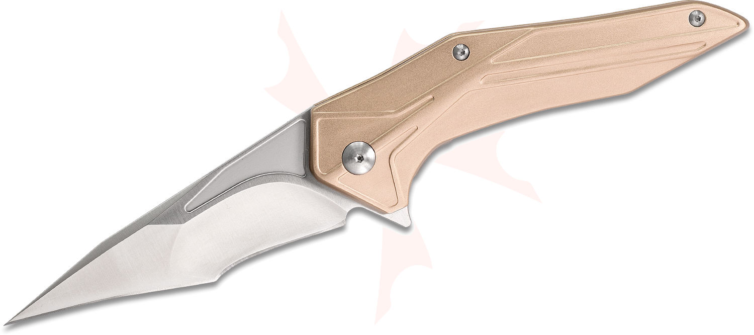 Brous Blades Tyrant Flipper Knife 4.5" D2 Satin Blade, Rose Gold ...