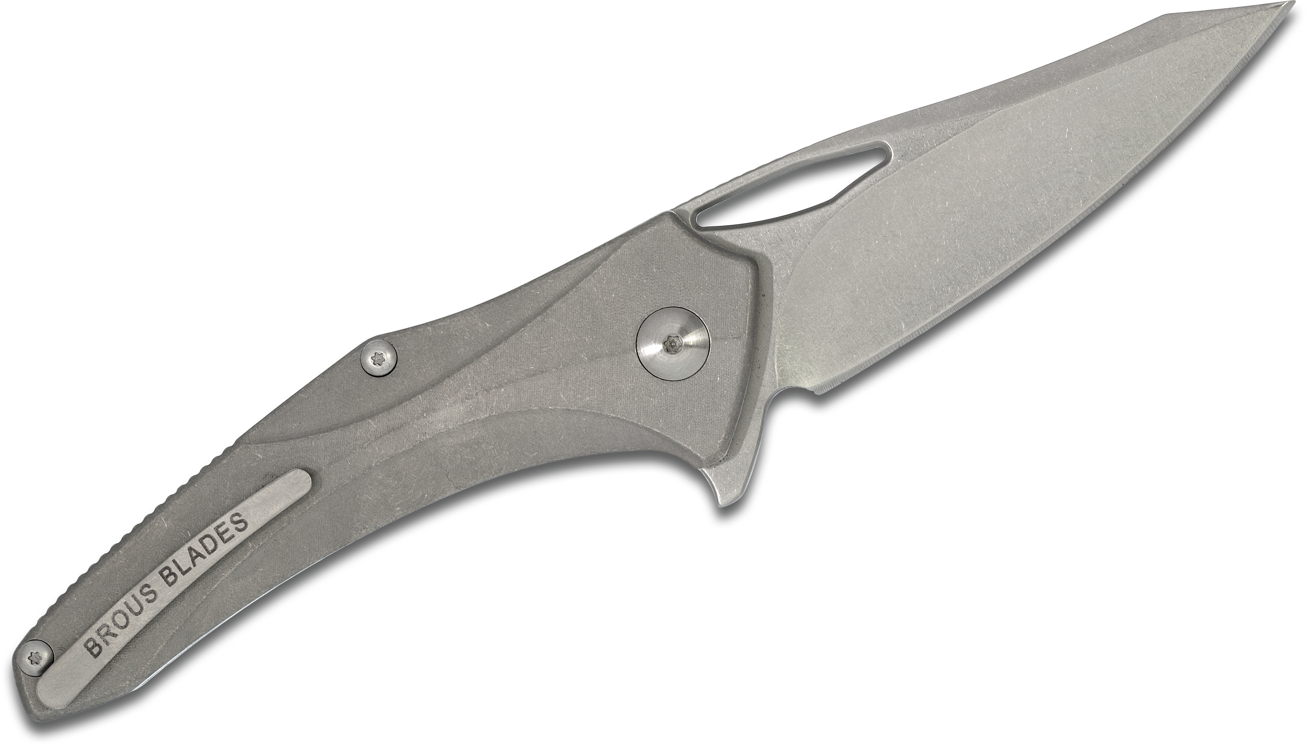 Brous Blades Virtue Flipper 3.5" D2 Blade, Stonewash, Titanium Handles ...