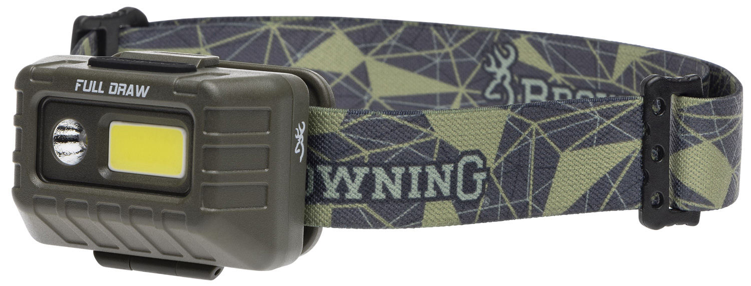 Browning Full Draw LED Headlamp, Green Polymer Body with Camo Strap ...