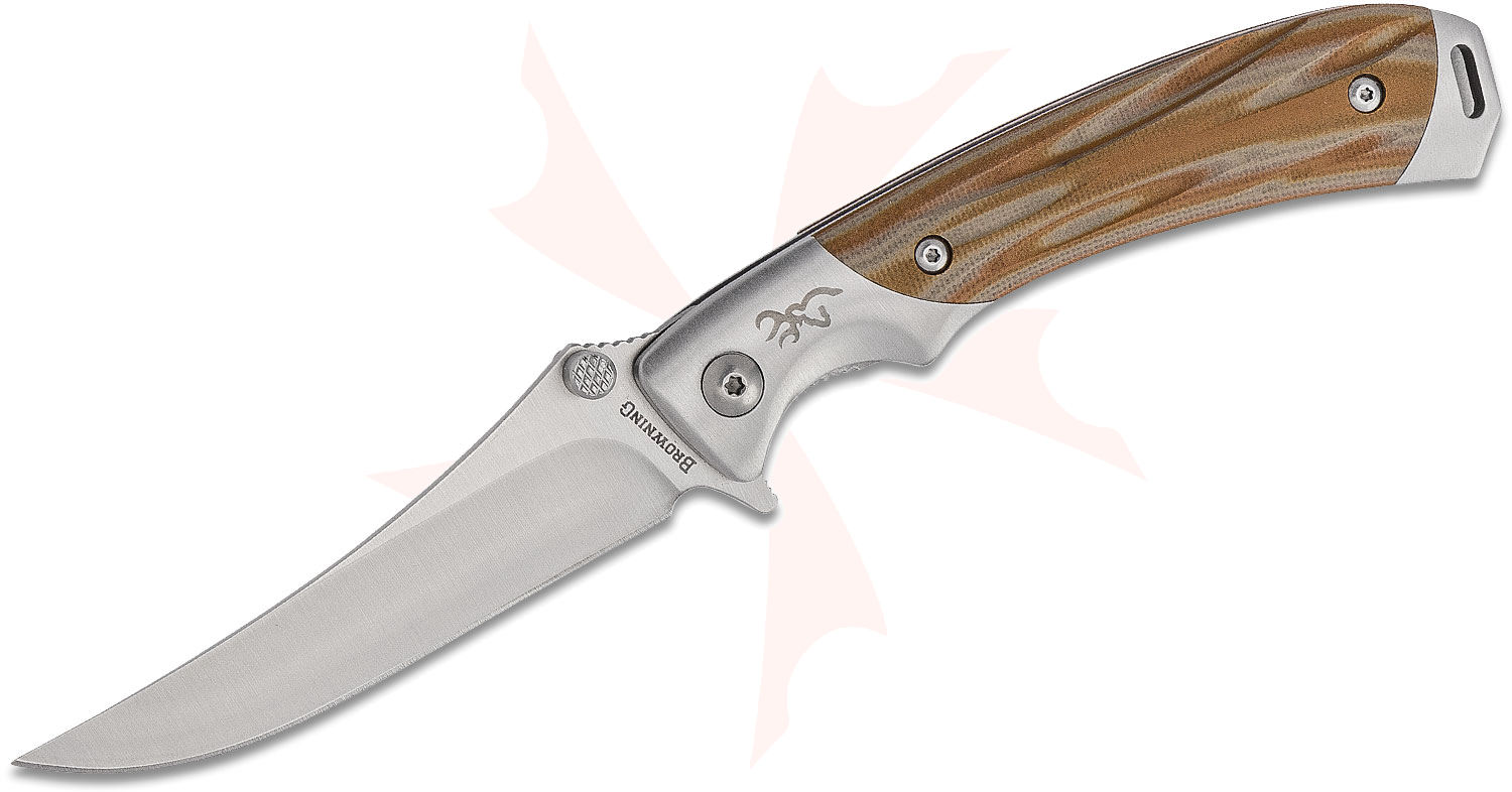 Browning Wicked Wing Flipper Knife 3.58" Satin Skinner Blade, Gray ...