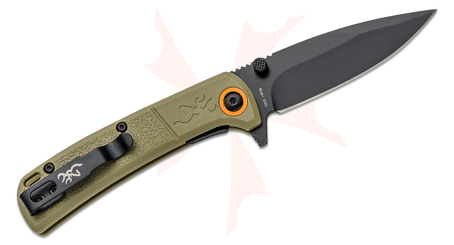 Browning Small Buckmark Slim Flipper Knife 2.75" D2 Black Drop Point ...