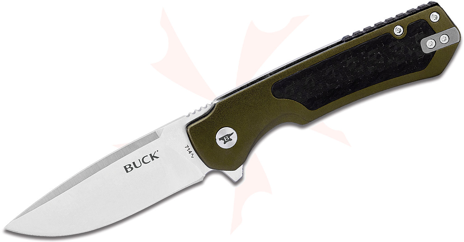 Buck 714GRS Stinger Frame Lock Flipper Knife 3" D2 Satin Drop Point ...