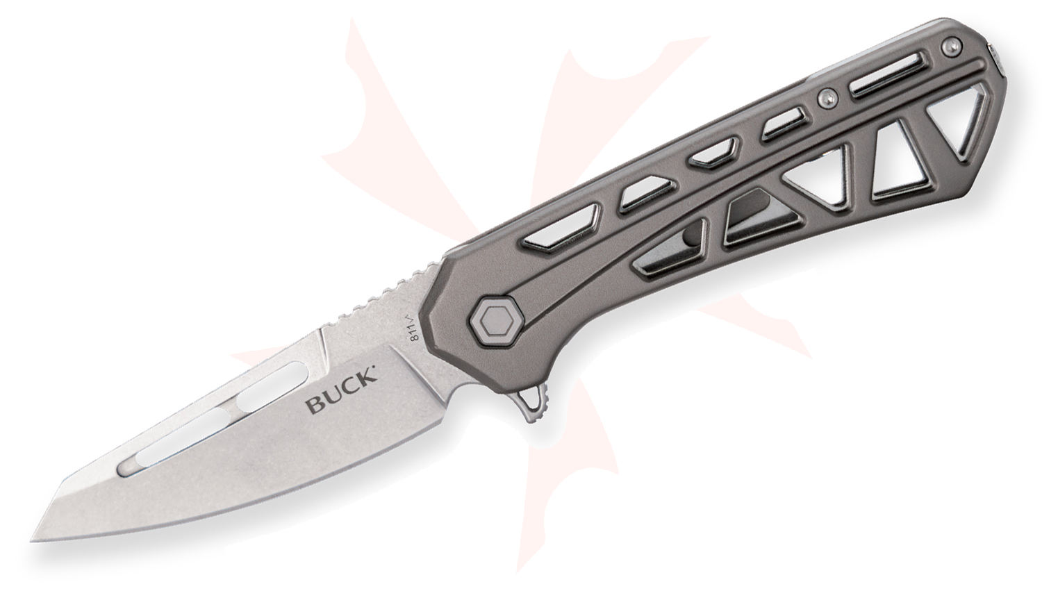 Buck 811 Trace Ops Liner Lock Flipper Knife 3.23" Stonewashed Reverse ...