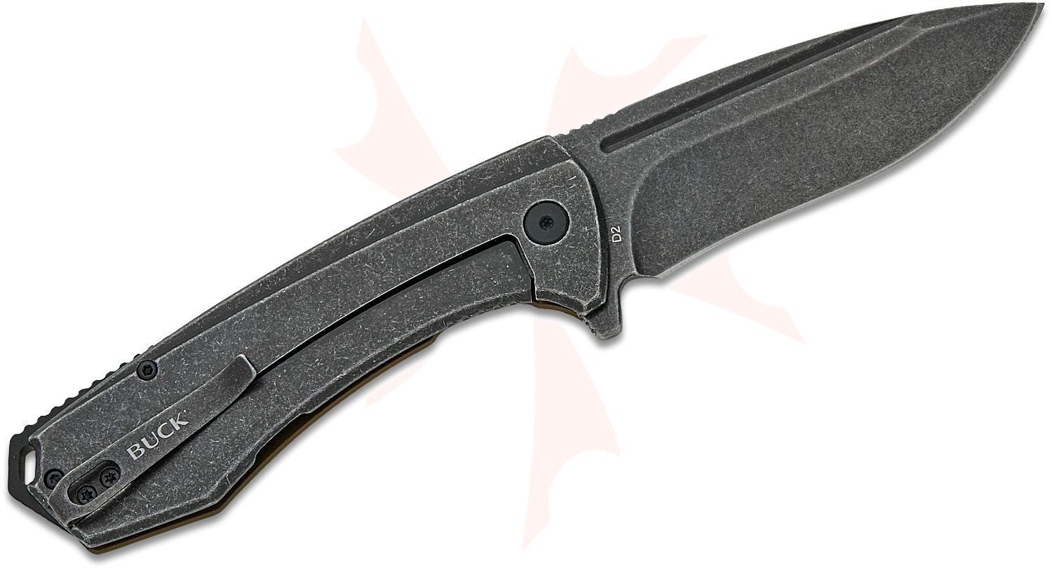 Buck 0713GRS Ruckus Frame Lock Flipper Knife 3.5" D2 Black Stonewashed ...