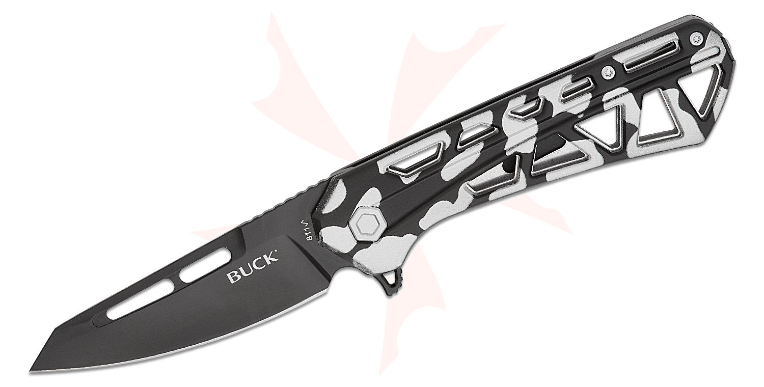 Buck 811 Trace Ops Liner Lock Flipper Knife 3.23" Black Reverse Tanto ...