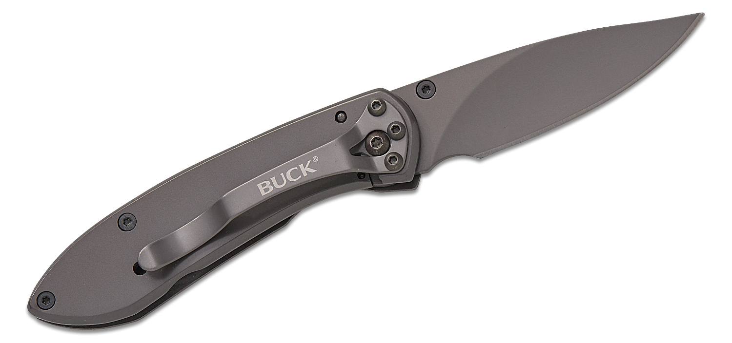 Buck 327 Nobleman Folding 2.6" Coated Blade w/Stainless Handle & Clip ...