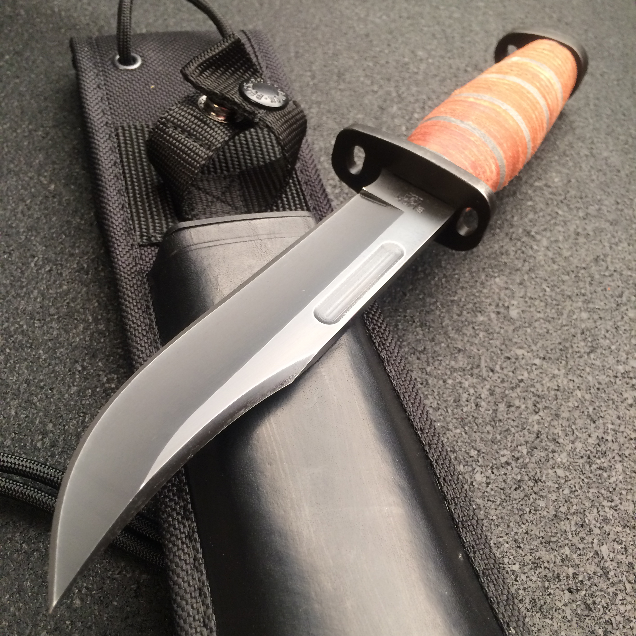 Buck 119 Brahma Fixed 6" Blade, Stacked Leather Handles - KnifeCenter ...
