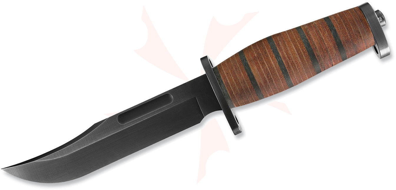 Buck 119 Brahma Fixed 6" Blade, Stacked Leather Handles - KnifeCenter ...