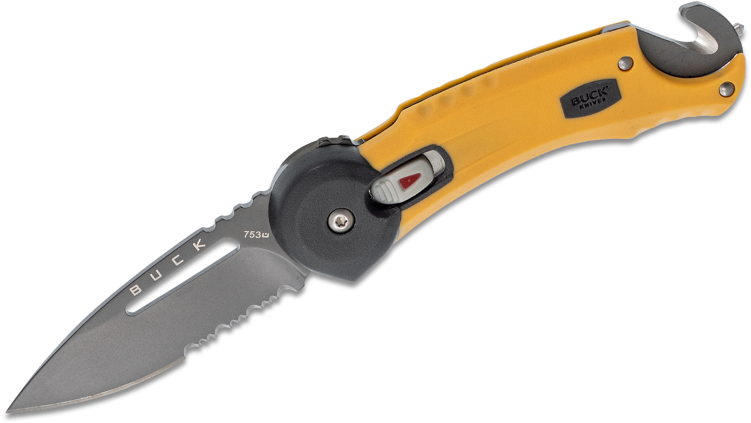 Buck Knives Redpoint Rescue Yellow Handle 2.75" Titanium Coated Combo ...