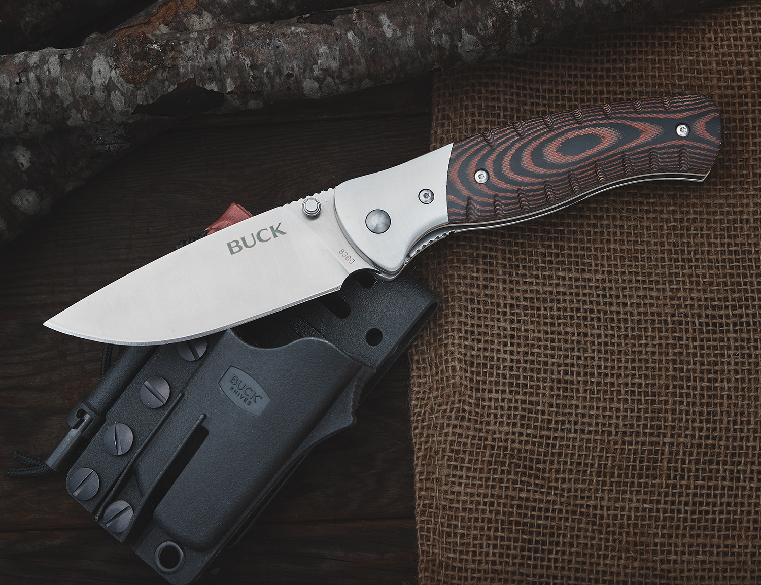 Buck 836 Selkirk Survival Folder 3.9" 420HC Plain Blade, Brown Micarta ...