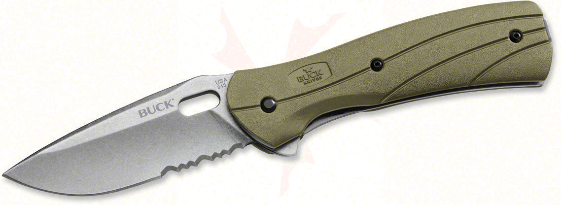 Buck 845 Vantage Force Select Folding 3-1/4" Stonewashed Combo Blade ...