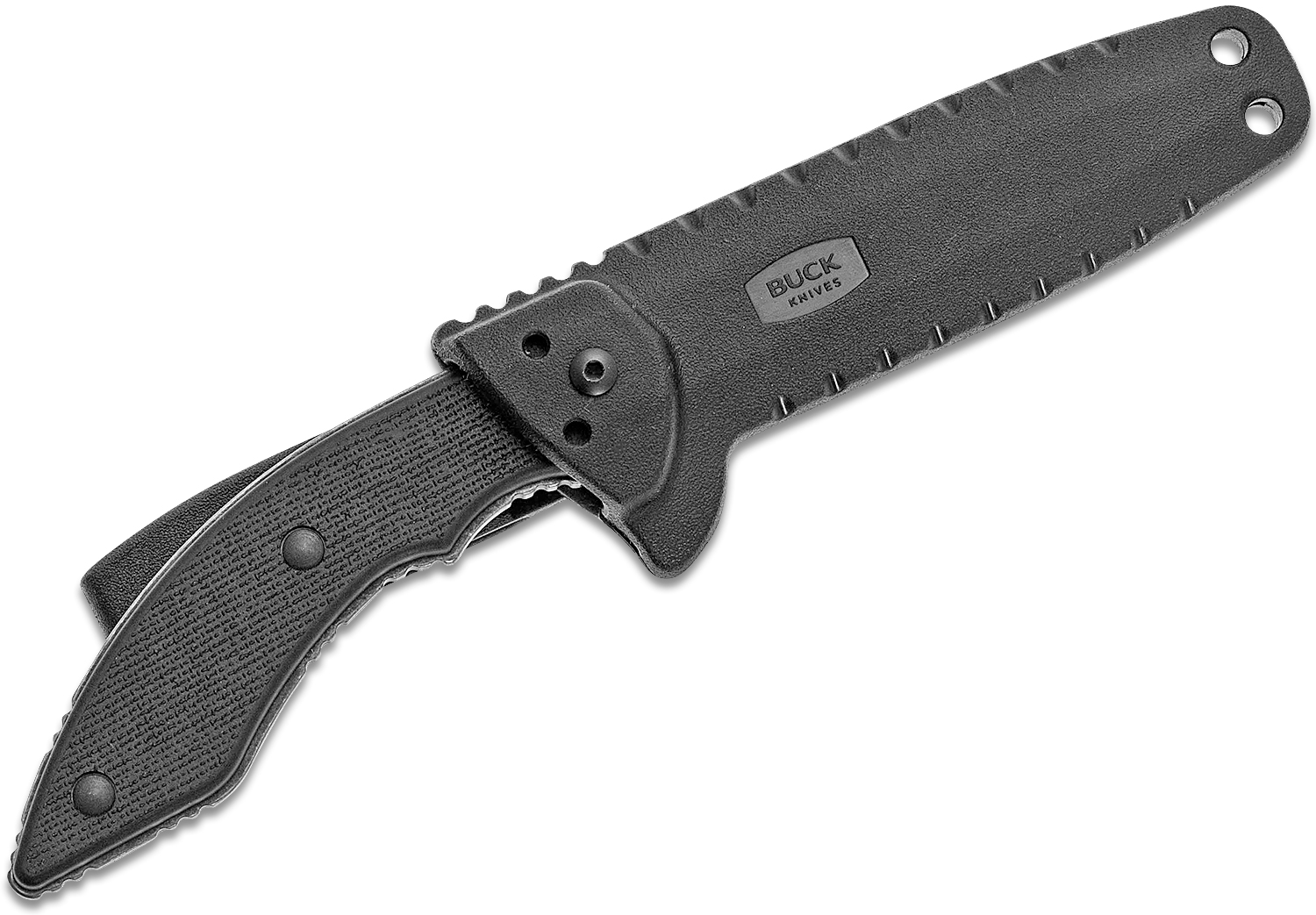 Buck 877 Maverik Fixed 3.125" Black Stonewash Plain Blade, Black G10 ...