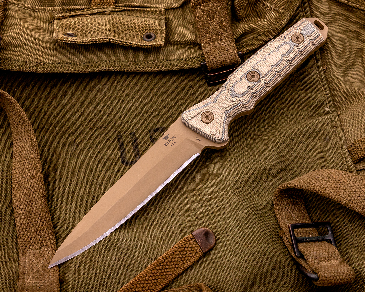 Buck 891 GCK Ground Combat Knife Fixed 5.5" 5160 Coyote Tan Spear Point ...