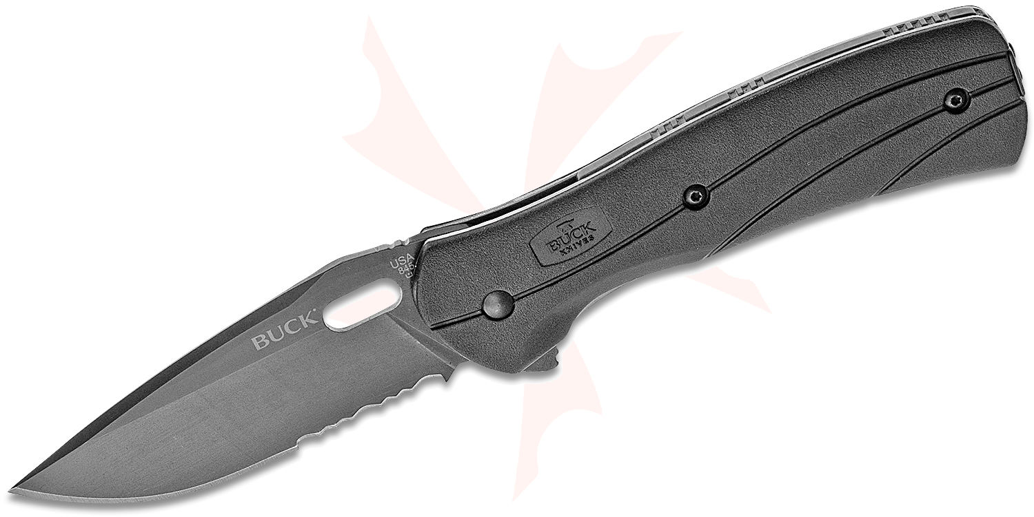 Buck 845 Vantage Force Select Flipper Knife 3.25" Black Combo Blade ...