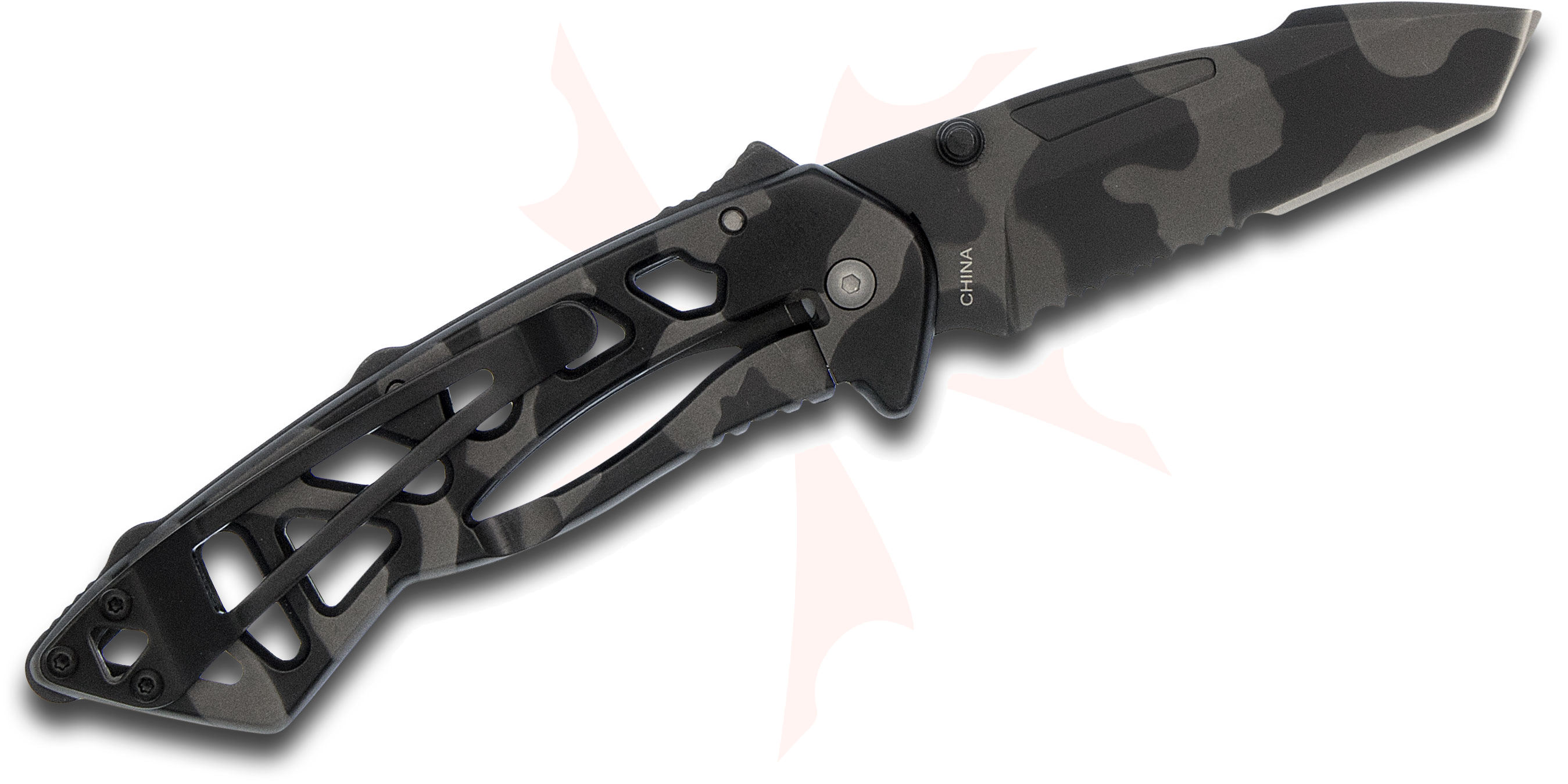 Buck 870 Bones Folding Knife 3" Combo Tanto Blade, Tiger Stripe ...
