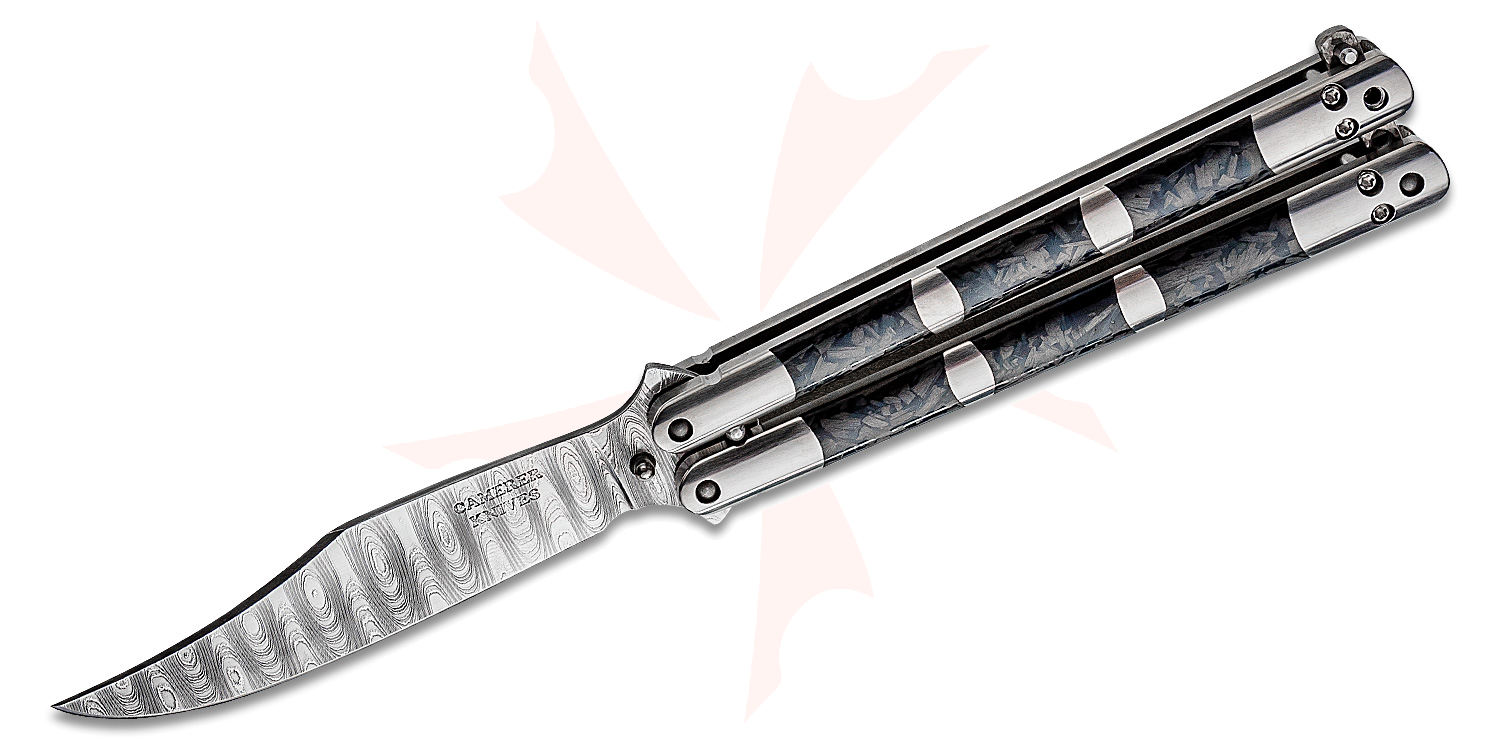 Craig Camerer Custom Balisong Butterfly Knife 4.625" VF Ladder Damascus ...