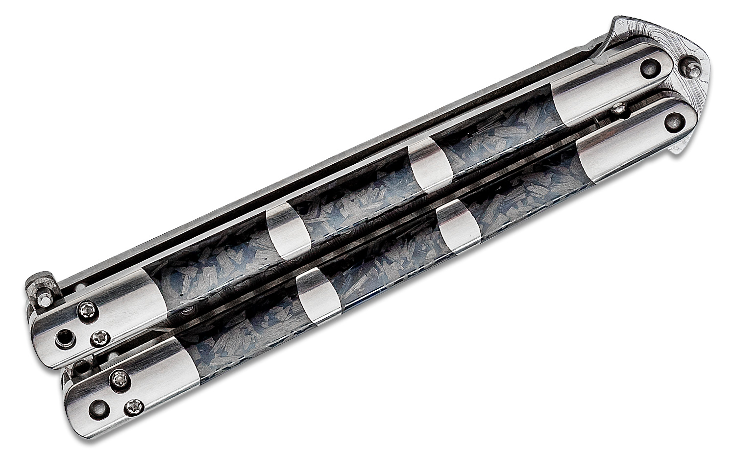 Craig Camerer Custom Balisong Butterfly Knife 4.625" VF Ladder Damascus ...