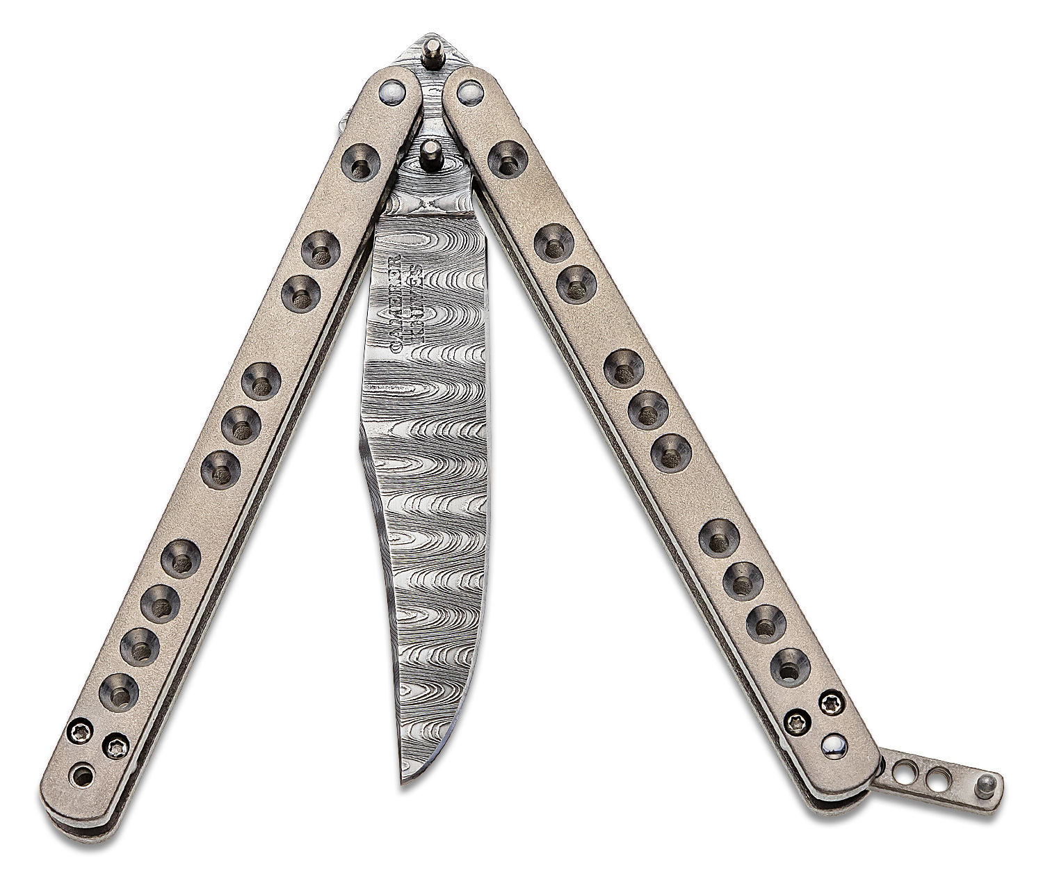 Craig Camerer Custom Balisong Butterfly Knife 4.25" VF Ladder Damascus ...