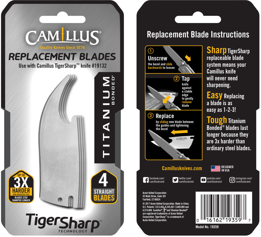 Camillus TigerSharp Replaceable Blades, 4-Pack - KnifeCenter - 19359